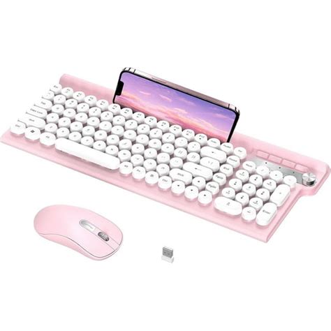 Pink Keyboard And Mouse Combo Racegt Usb Wireless Typewriter Keyboard