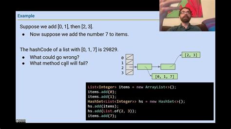 cs61b hashing 2 video 7 don t mutate objects in a hashset youtube