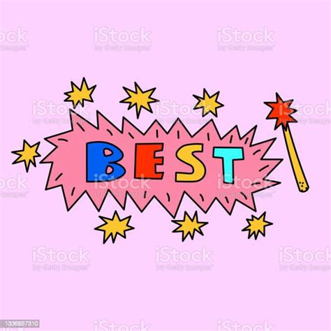 작업 및 연구를위한 벡터 동기 부여 스티커 Bestnostalgia 손 그린 글꼴 70 대와 80 년대의 환각 히피 스타일의 문자 타이포그래피 소셜 미디어 기사를 위한