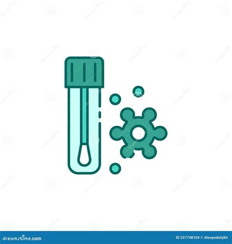 Laboratory Tube With Saliva Test Color Line Icon Stock Vector