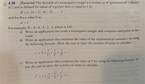 Solved 4 38 Factorial The Factorial Of A Nonnegative