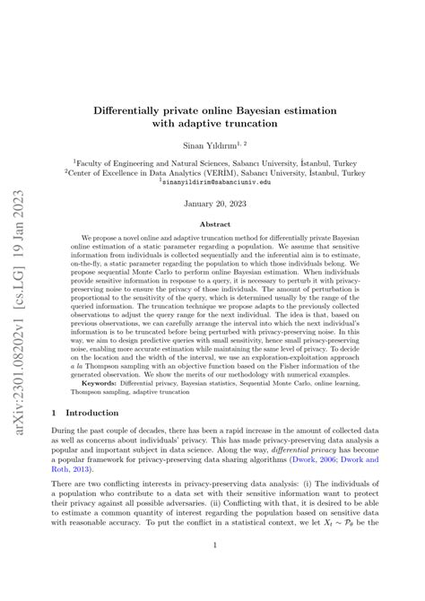 PDF Differentially Private Online Bayesian Estimation With Adaptive