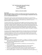 PSYC 2300 Abnormal Psychology Critical Analysis Paper Instructions 2 Docx PSYC 2300 Section