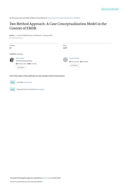 Two Method Approach A Case Conceptualization Model In The Context Of Emdr Jongh Pdf