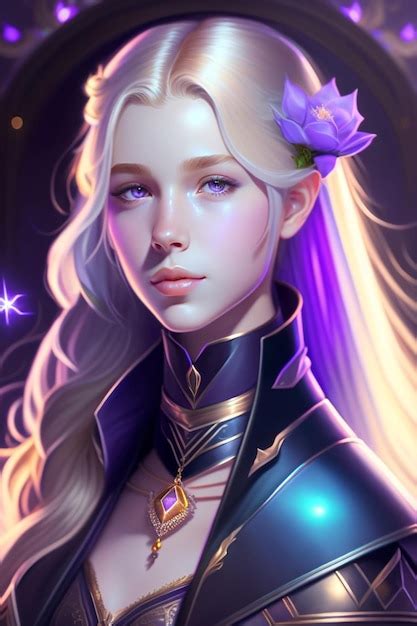 Premium Ai Image Purple Haired Girl