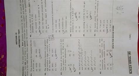 Section Ii Arithmetic Test Directions For Every Question Four Probable