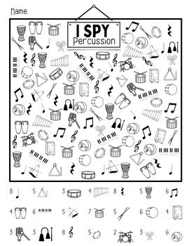 K 5 Music Sub Plan I Spy Instrument Worksheet Freebie By Teaching
