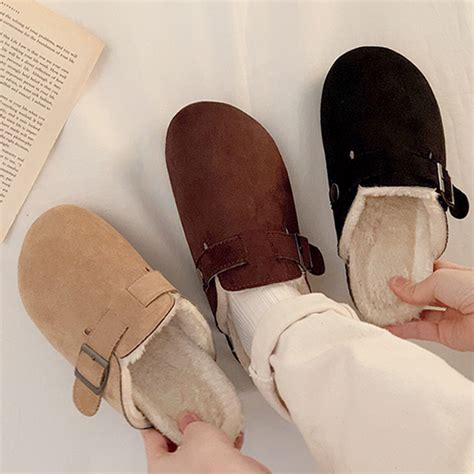 슈앤샵 당일출고🍂225~260270280mm 웰슨 스웨이드보스턴 뮬 밍크털슬리퍼 홈어그링 학생회사 키큰녀 실내화 학교 굽블로퍼 가을겨울옷신발 남여공용 커플 키작녀 통굽키