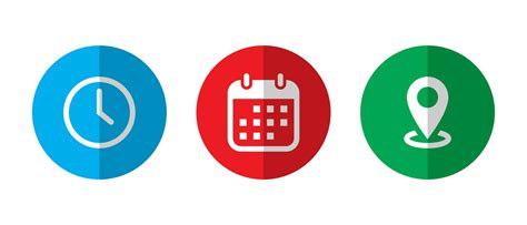 Time Date And Address Icon Vector In Flat Style 26966958 Vector Art At Vecteezy