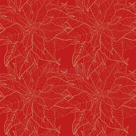 Christmas Poinsettia Red Seamless Pattern Stock Vector Illustration
