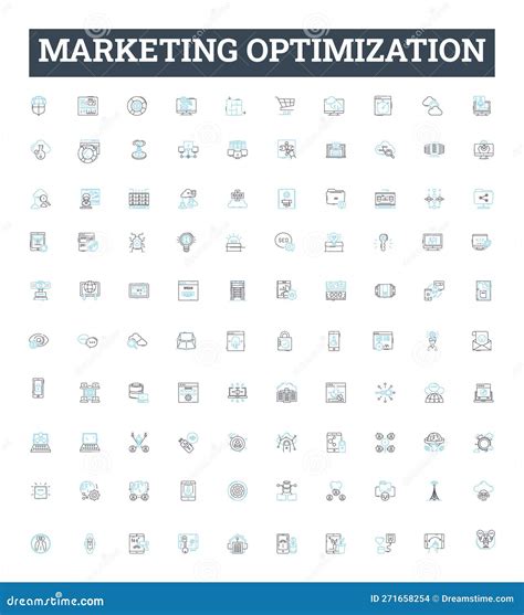 Marketing Optimization Vector Line Icons Set Optimization Marketing Strategy Analysis