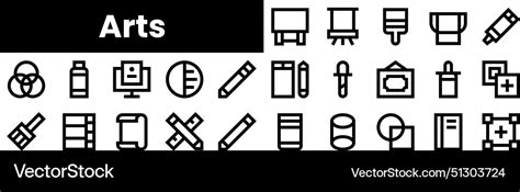 Set Of Outline Arts Icons Minimalist Thin Linear Vector Image
