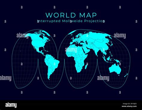 Map Of The World Goodes Interrupted Mollweide Projection Futuristic Infographic World