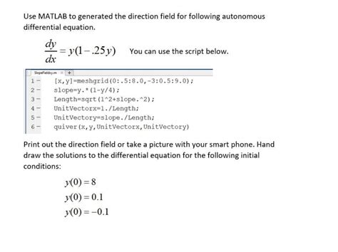 solved use matlab to generated the direction field for