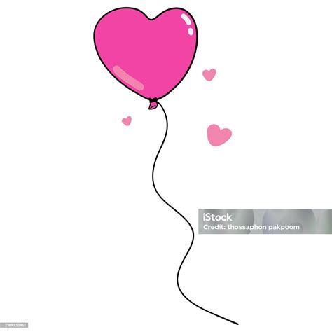 사랑 발렌타인 데이에 대 한 귀여운 평면 풍선 핑크 하트 모양 벡터 일러스트 레이 션 2월에 대한 스톡 벡터 아트 및 기타