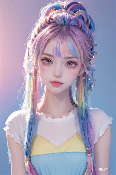 Ai绘画之彩虹女孩 可爱头像集合 花瓣网