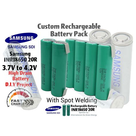 Samsung 18650 20R Battery Pack Custom Lithium-ion INR18650-20R 4.0Ah 8 ...