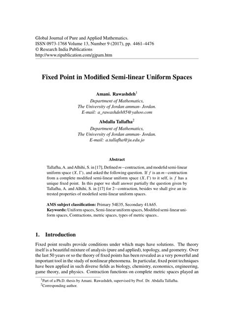 Pdf Fixed Point In Modified Semi Linear Uniform Spaces