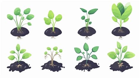 Sprouting Seed Vector Set Seeds With Root Sprout Premium Ai Generated