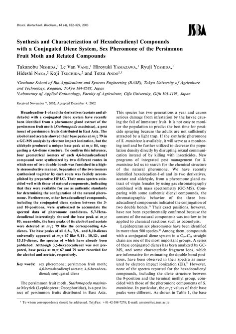 Pdf Synthesis And Characterization Of Hexadecadienyl Compounds With A Conjugated Diene System