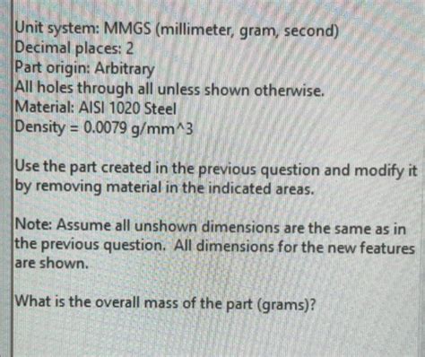 solved unit system mmgs millimeter gram second decimal