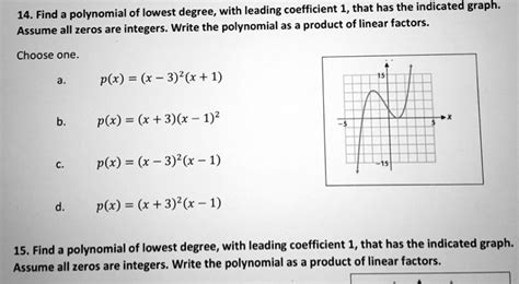 solved polynomial of lowest degree with leading coefficient 1 that