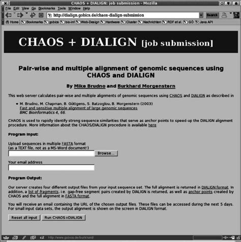 The Chaosdialign Server For Multiple Alignment Of Genomic