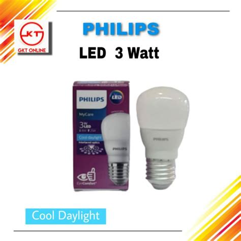 Lampu Led Philips 3 Watt Bohlam Led Bulb Cahaya Putih Philips Cool DayLight Shopee Indonesia