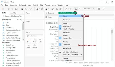 Tableau Filters On Measures