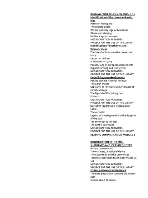reading comprehension module titles pdf metacognition reading