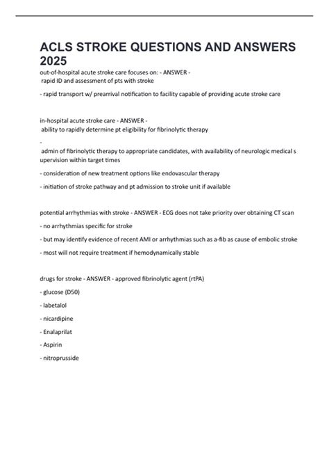 Acls Stroke Questions And Answers 2025 Acls Heartcode Stuvia Us Acls Stroke Questions And Answers 2025 Acls Heartcode Stuvia Us
