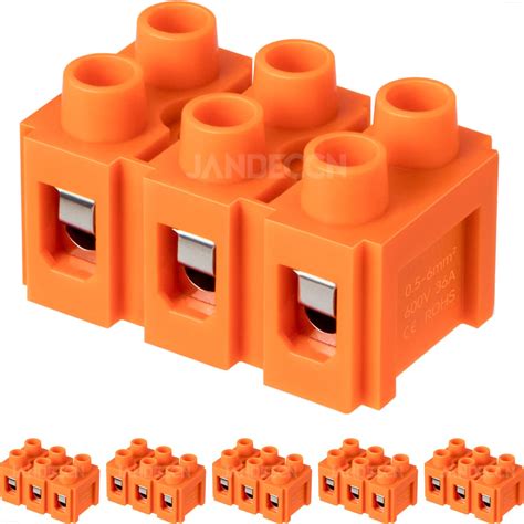 Jandeccn 6pcs 3 Position Dual Row Screw Terminal Block 600v 36a Electrical Terminal Barrier