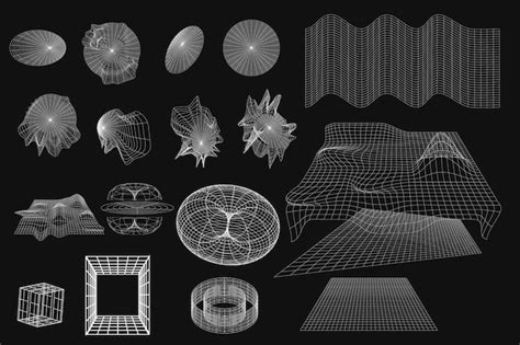 Premium Vector Set Of Wireframe Geometric Shapes In Various Shapes On A White Background