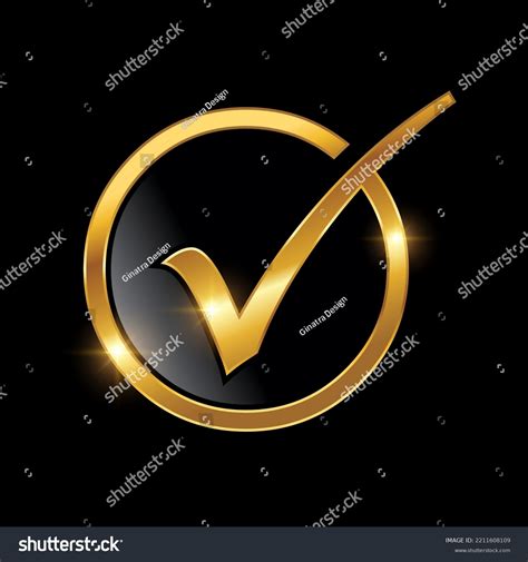 Golden Check Mark Vector Sign Illustration Stock Vector Royalty Free 2211608109 Shutterstock