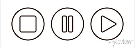 Stop Pause Play Button Icon Sketch Pictogram Vector Stock Illustration Posters For The Wall