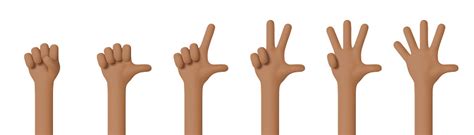 핸드 세트 만화 스타일의 사실적인 3d 디자인 손은 다양한 계산 제스처의 징후를 보여줍니다 흰색 배경에 고립 된 컬렉션 1에 대한 스톡 벡터 아트 및 기타 이미지 Istock