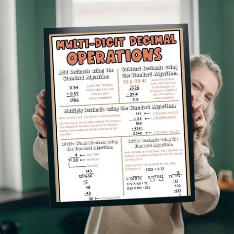 decimal operations anchor chart classroom poster math poster math classroom decorations