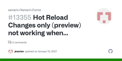 Hot Reload Changes Only Preview Not Working When Changing Icon In The