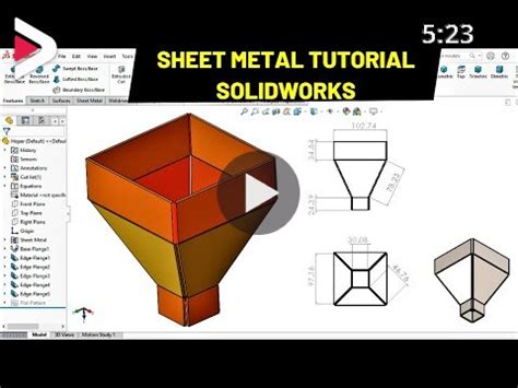 D CAD Model of HOPPER in SolidWorks Sheet Metal Tutorial دیدئو dideo