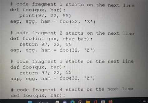 Solved Code Fragment 7 Starts On The Next Line Each Of
