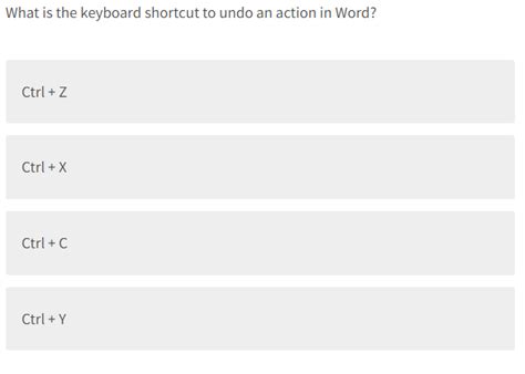 Solved What Is The Keyboard Shortcut To Undo An Action In