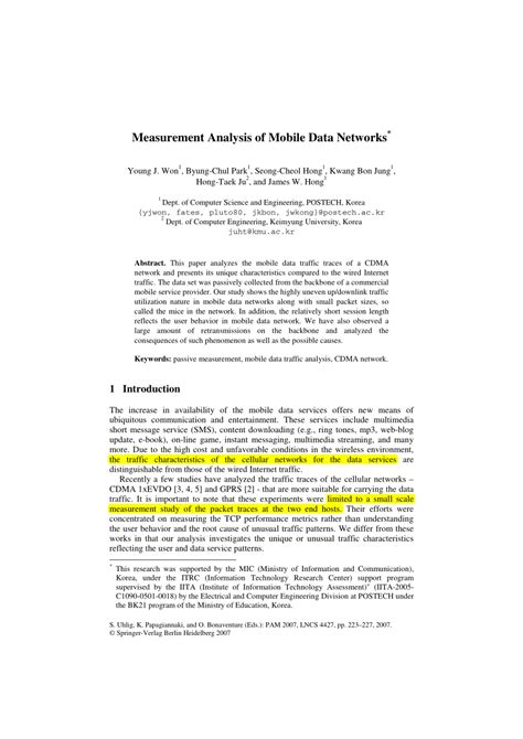 Pdf Measurement Analysis Of Mobile Data Networks