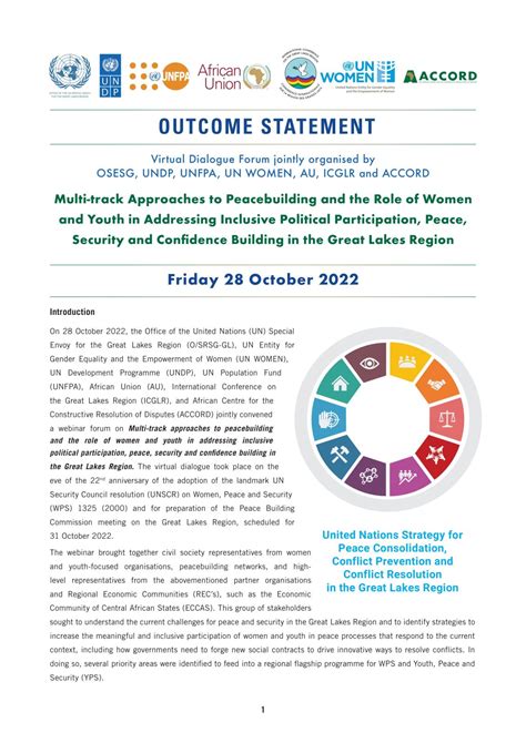 Multi Track Approaches To Peacebuilding And The Role Of Women And Youth In Addressing Inclusive