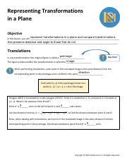 Representing Transformations In A Plane Pdf Representing