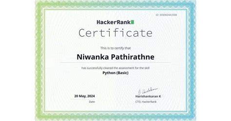 Niwanka Pathirathne On Linkedin Hackerrank Skill Certificate