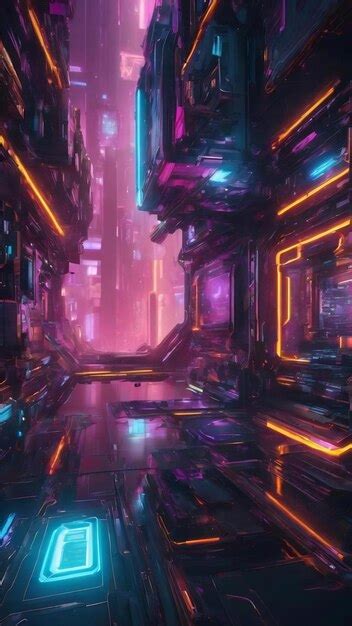 Абстрактный технологический фон высокотехнологичная киберпанк концепция 3d иллюстрация Премиум