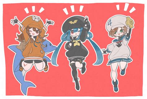 Safebooru 2tsubu 3girls April Guilty Gear Asymmetrical Legwear Black Gloves Black Jacket