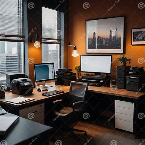 Office Setup With Printers In A Urban Office Setting Stock Image Image Of Work Printers