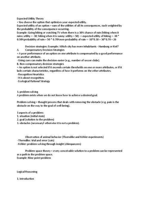 Expected Utility Theory Expected Utility Of An Option Sum Of The