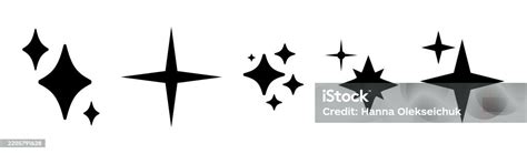 검은 별이 깜박거리며 불꽃이 튀고 반짝입니다 반짝이는 햇살 모양이 빛나는 세트 디자인 템플릿 카드 포스터 배너 브로셔 전단지를 위한 매직 라이트 플레어 최소 팩 반짝이